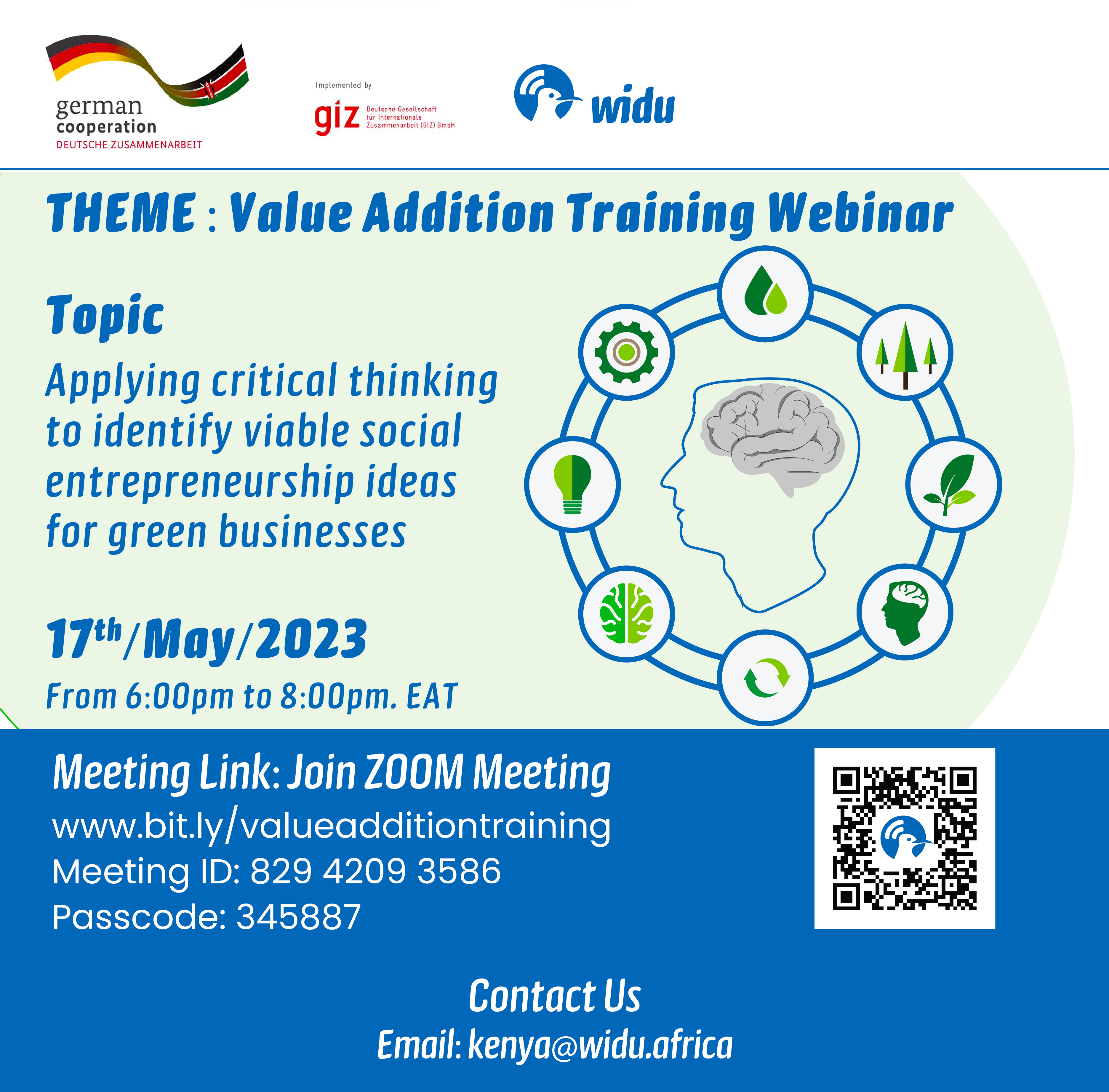 Value Addition Training Webinar May 17th | WIDU
